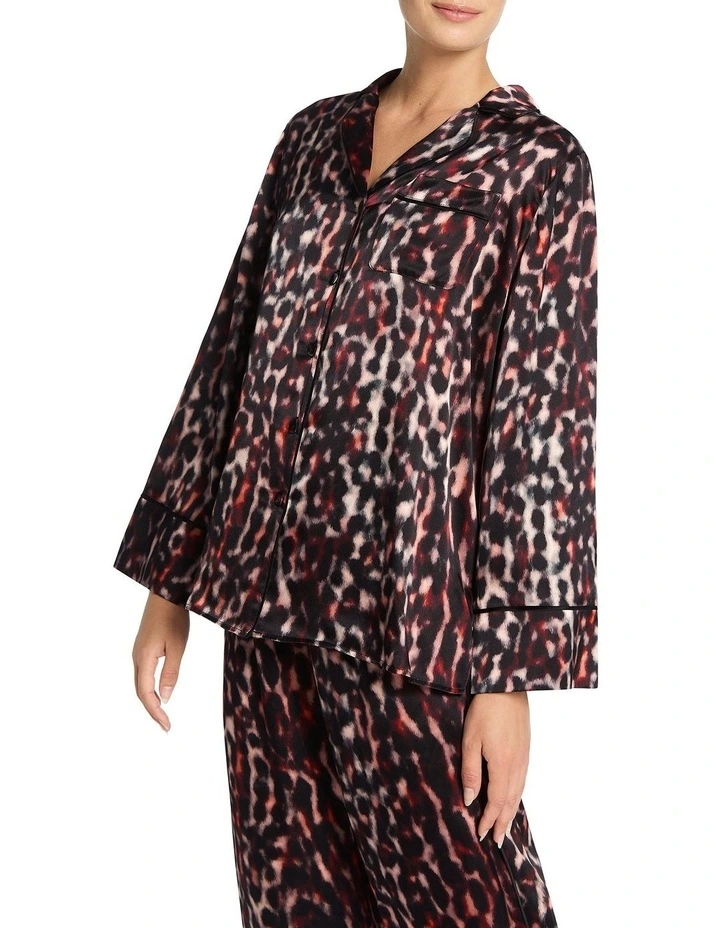David Lawrence Manon Silk Pyjama Blouse in Black Multi | MYER