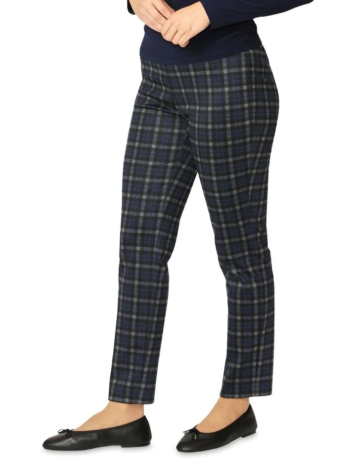 Anthea Crawford Anna Check Ponti Pant in Blue | MYER