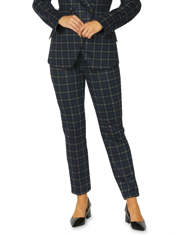 Anthea Crawford Anna Check Ponti Pant in Blue | MYER