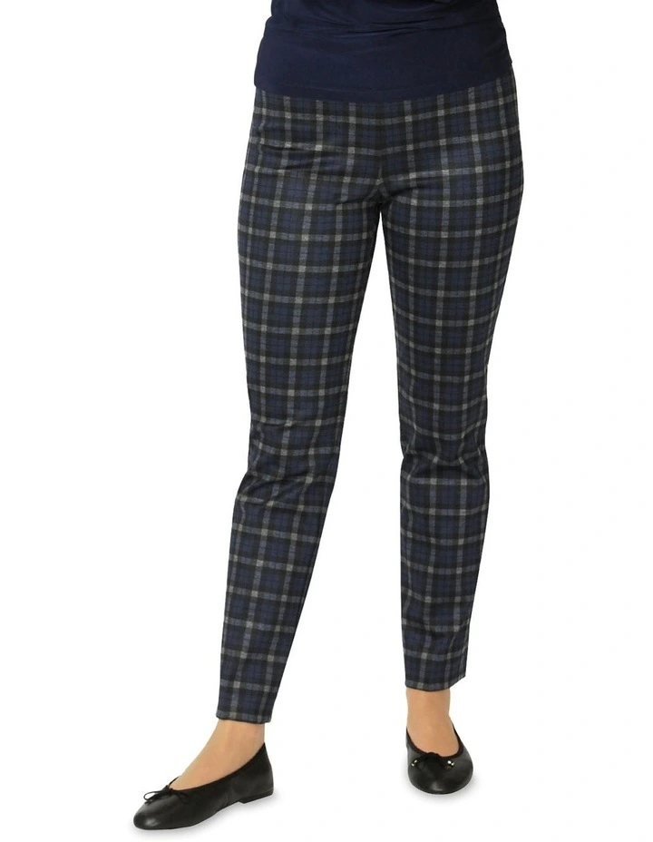 Anthea Crawford Anna Check Ponti Pant in Blue | MYER