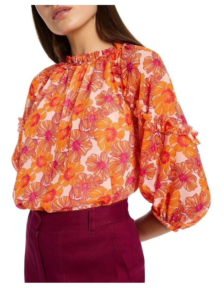 Marcs Bloom! Shake The Room Blouse in Orange Multi | MYER