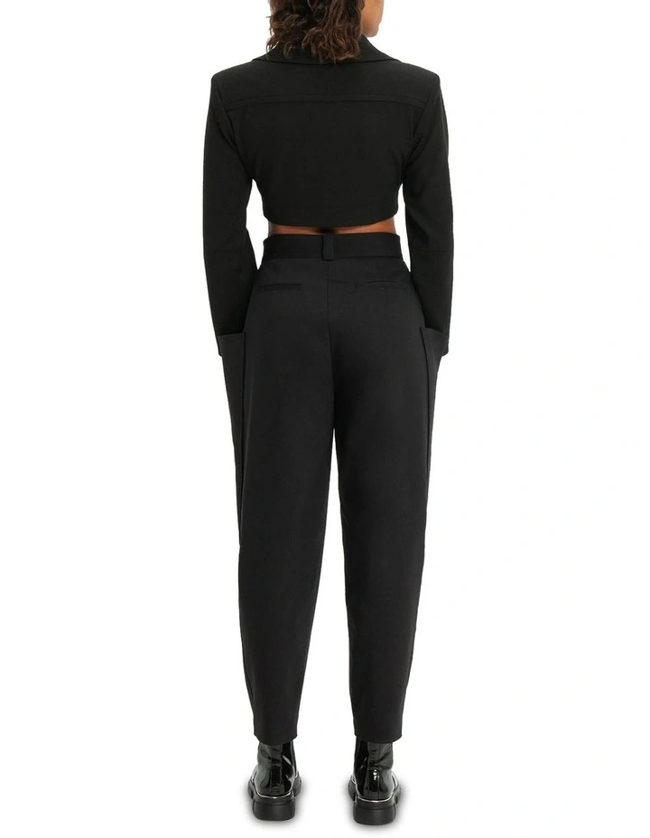 Cue Cropped Cocoon Biker Jacket in Black | MYER
