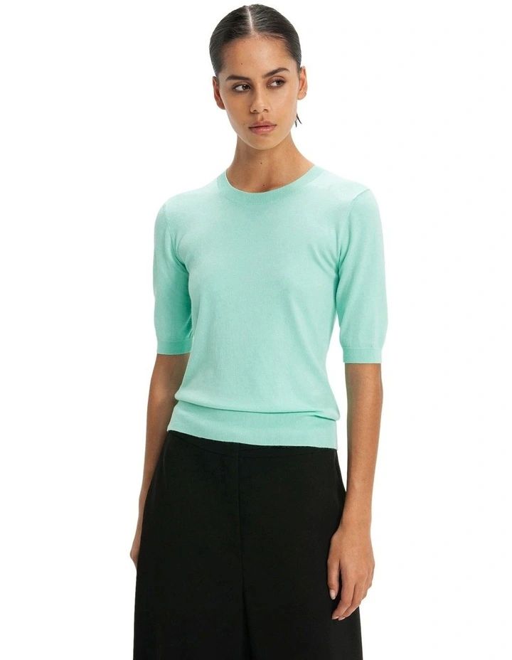 Cue Elbow Sleeve Round Neck Knit in Spearmint | MYER
