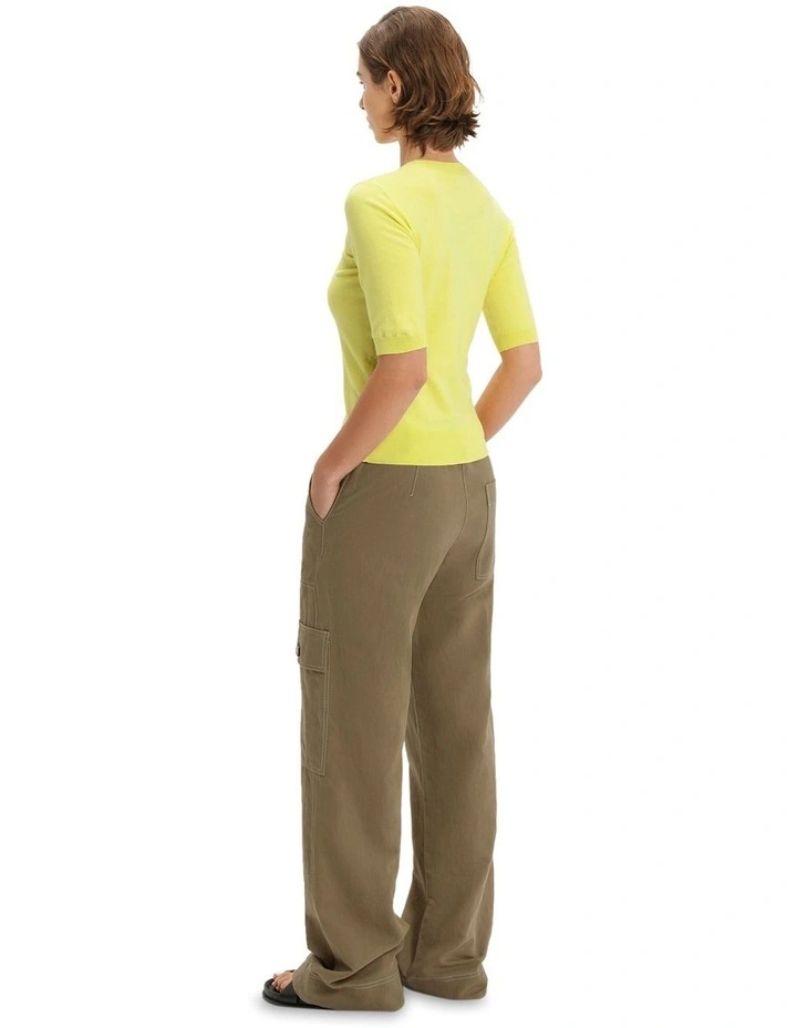 Cue Elbow Sleeve Round Neck Knit Top in Lemon | MYER