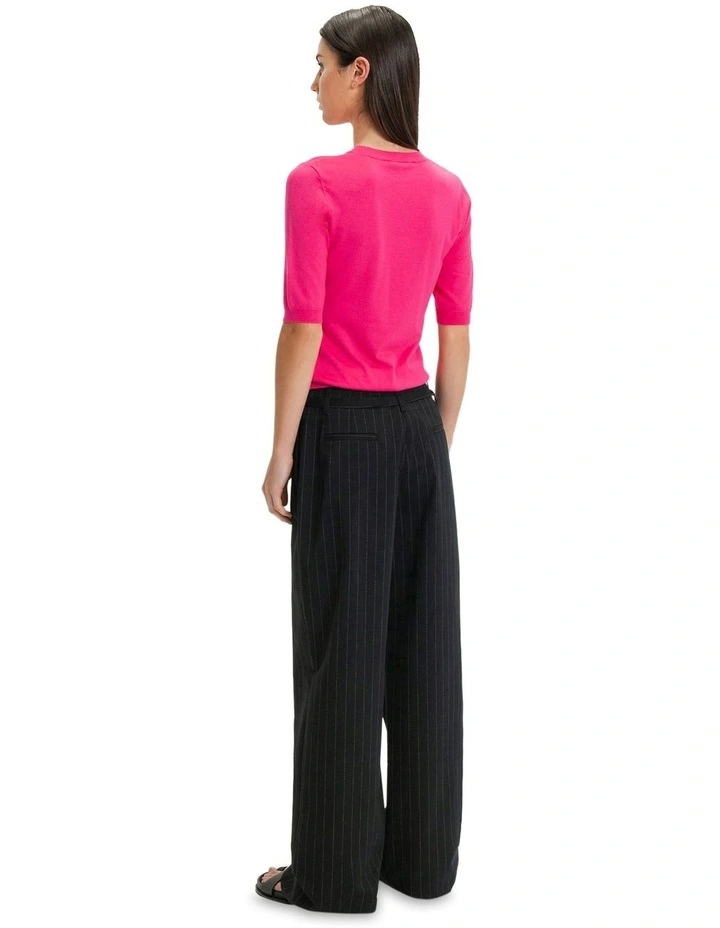 Cue Elbow Sleeve Round Neck Knit Top in Hot Pink | MYER