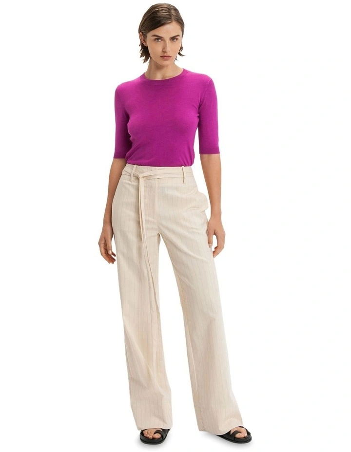 Cue Elbow Sleeve Round Neck Knit in Fuchsia | MYER