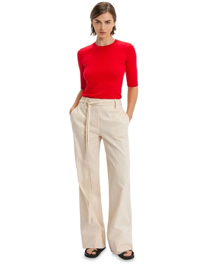 Cue Elbow Sleeve Round Neck Knit Top in Tabasco | MYER