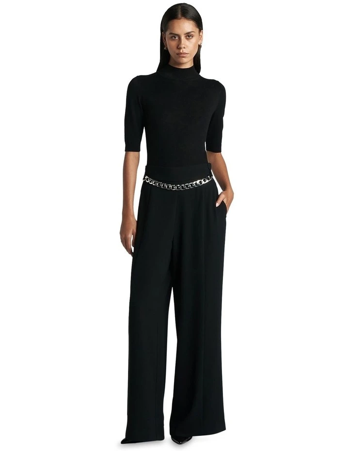 Cue Elbow Sleeve Funnel Neck Knit in Black | MYER