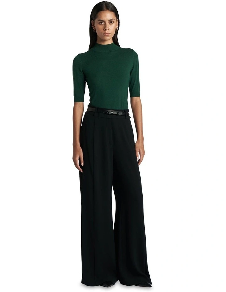 Cue Elbow Sleeve Funnel Neck Knit in Forest | MYER