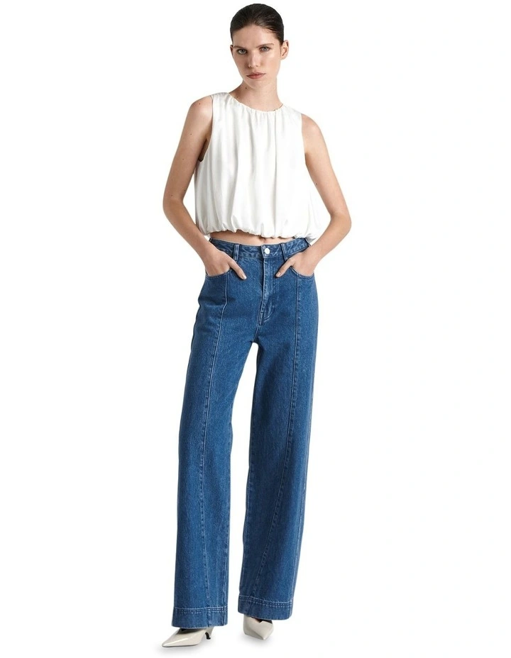 Cue Cropped Bubble Top in Red | MYER