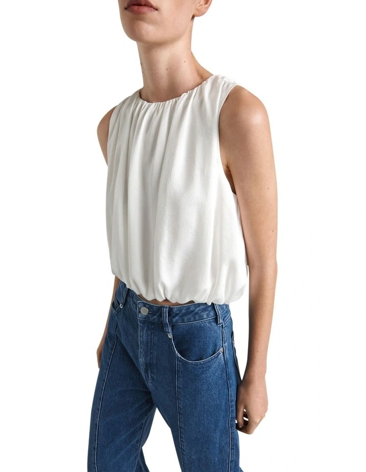 Cue Cropped Bubble Top in Red | MYER