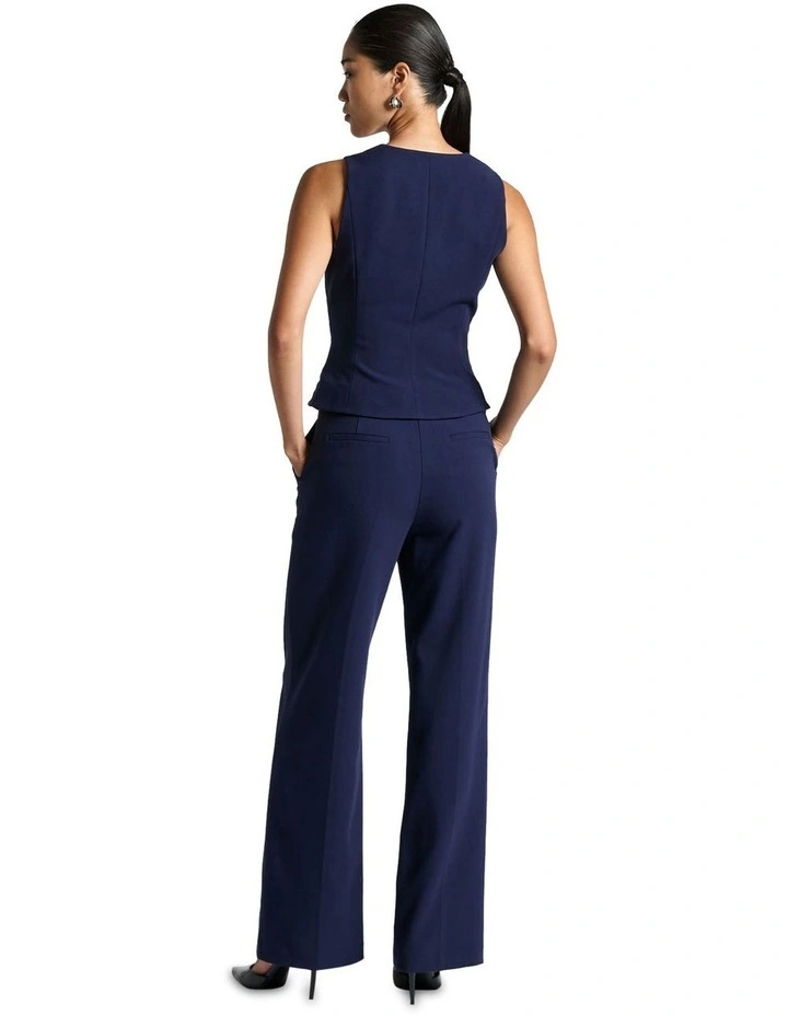 Cue Double Weave Flat Front Pant in Blue | MYER