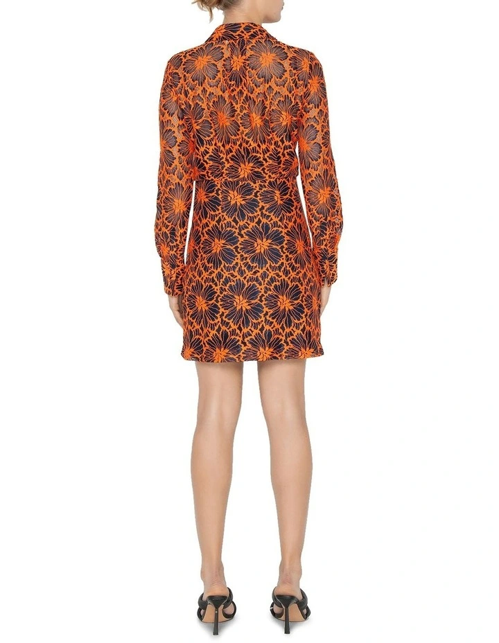 Cue Contrast Floral Lace Shirt Dress in Mandarin Orange | MYER