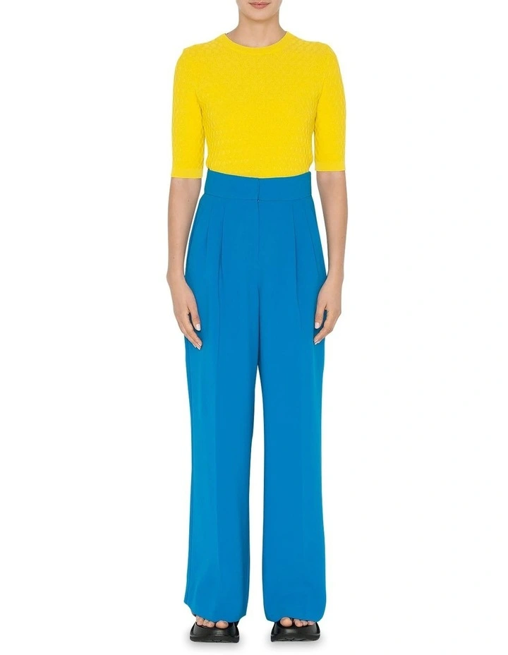 Cue Geo Diamond Elbow Sleeve Knit in Citrus Yellow | MYER