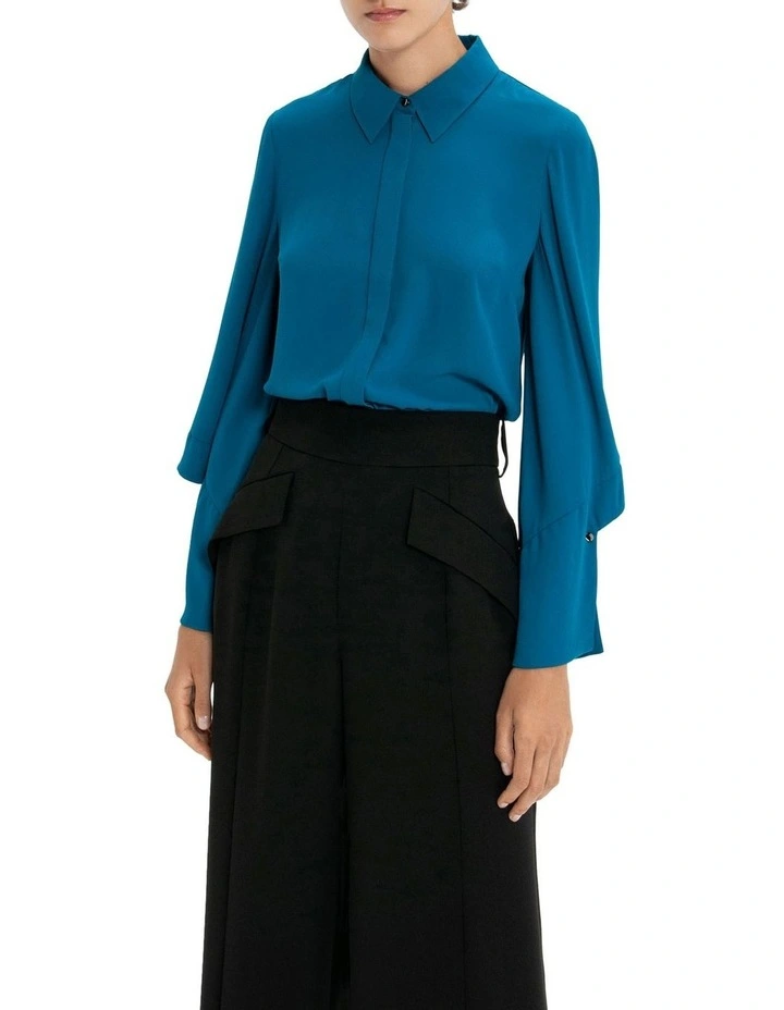 Cue Detailed Sleeve Top in Blue | MYER