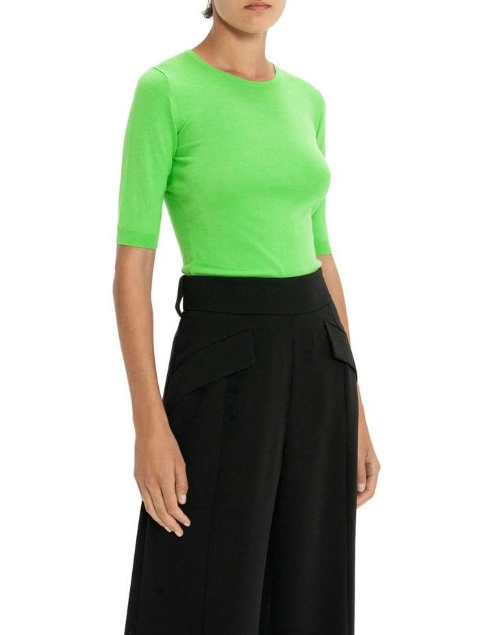 Cue Elbow Sleeve Round Neck Knit in Green | MYER