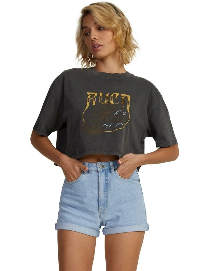 RVCA Eagle Half T-shirt in Washed Black | MYER