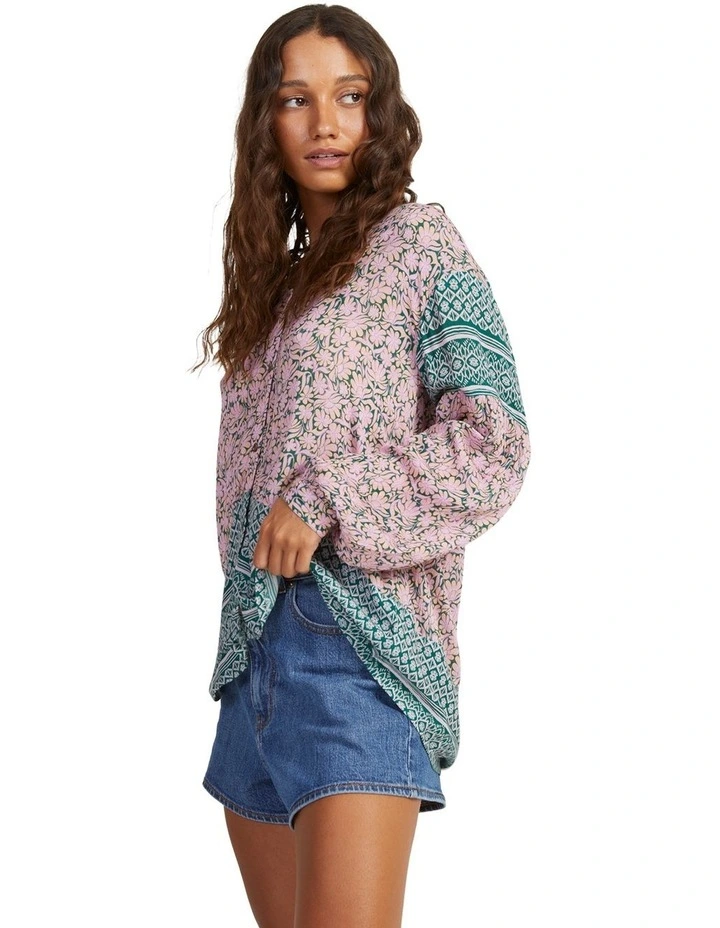 Roxy Poolside Plans Long Sleeve Top in Aventurine Free Spirit | MYER