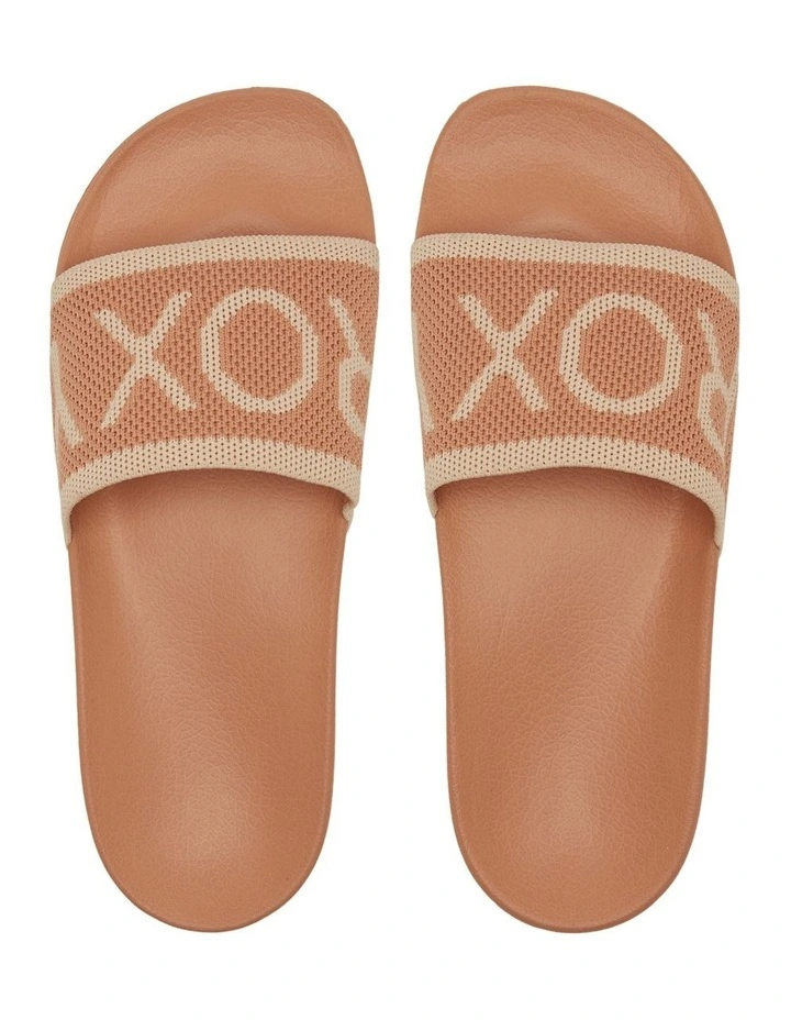 Roxy Slippy Knit Slider in Wheat/Turkish Coffee | MYER