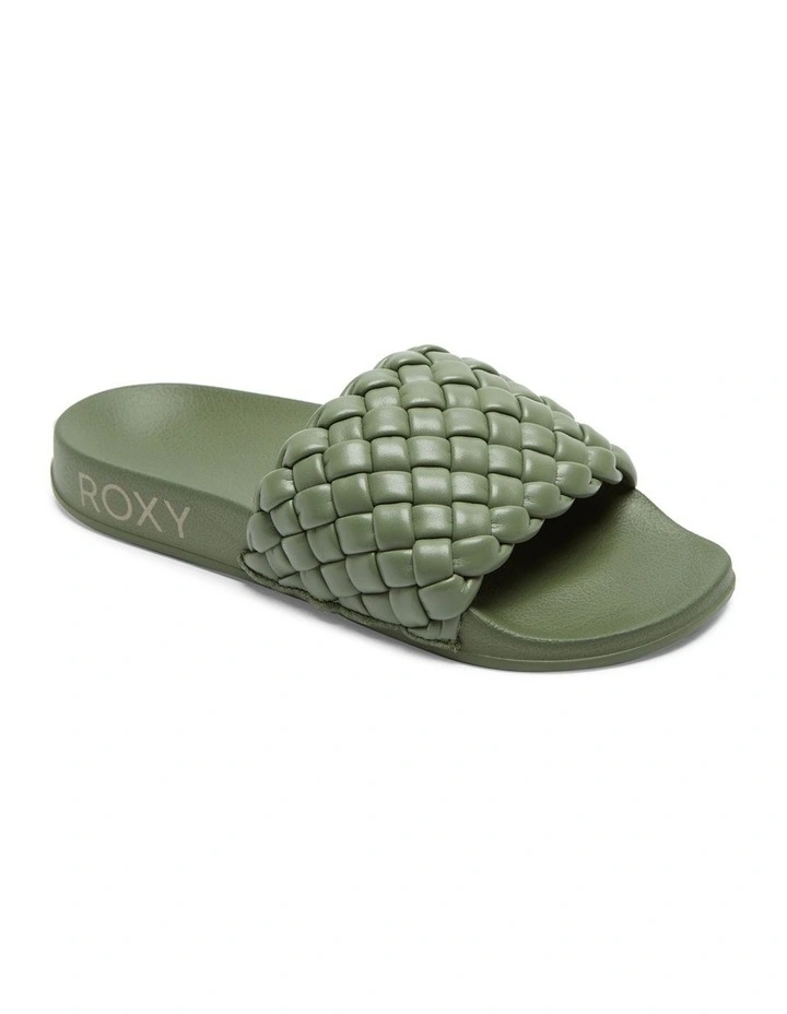 Roxy Slippy Puff Slider Sandals in Green | MYER