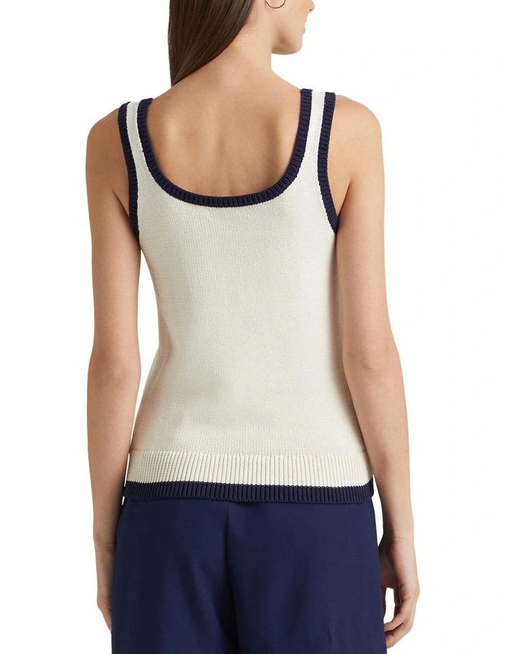 Lauren Ralph Lauren Two-Tone Cotton-Blend Sleeveless Sweater in Natural | MYER
