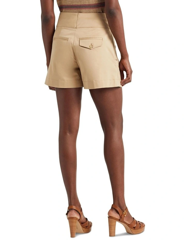 Lauren Ralph Lauren Buckle-Trim Sateen Short In Beige | MYER