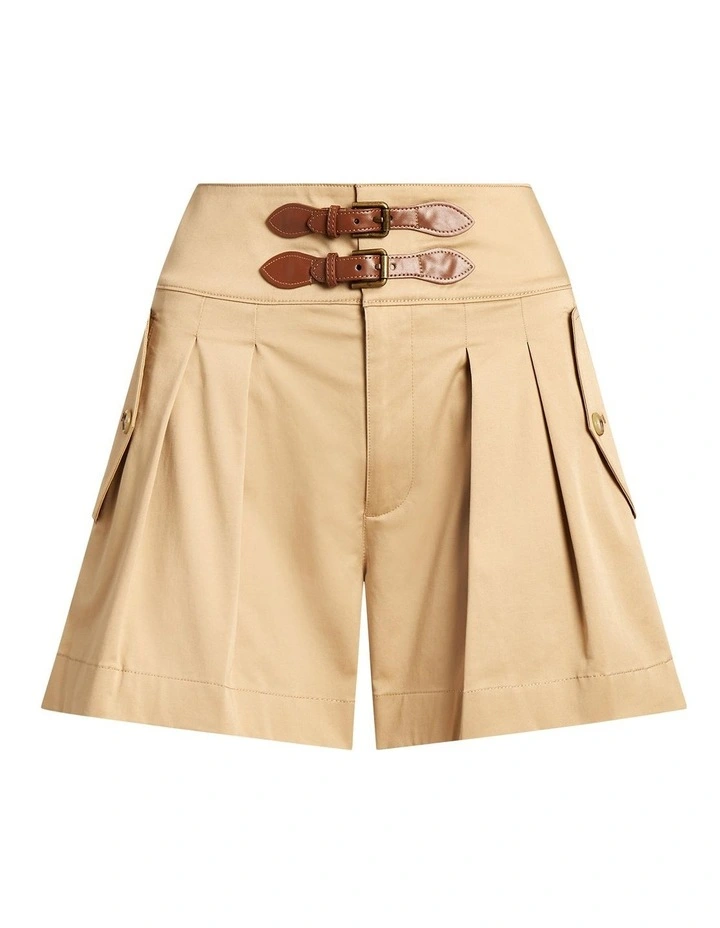 Lauren Ralph Lauren Buckle-Trim Sateen Short In Beige | MYER