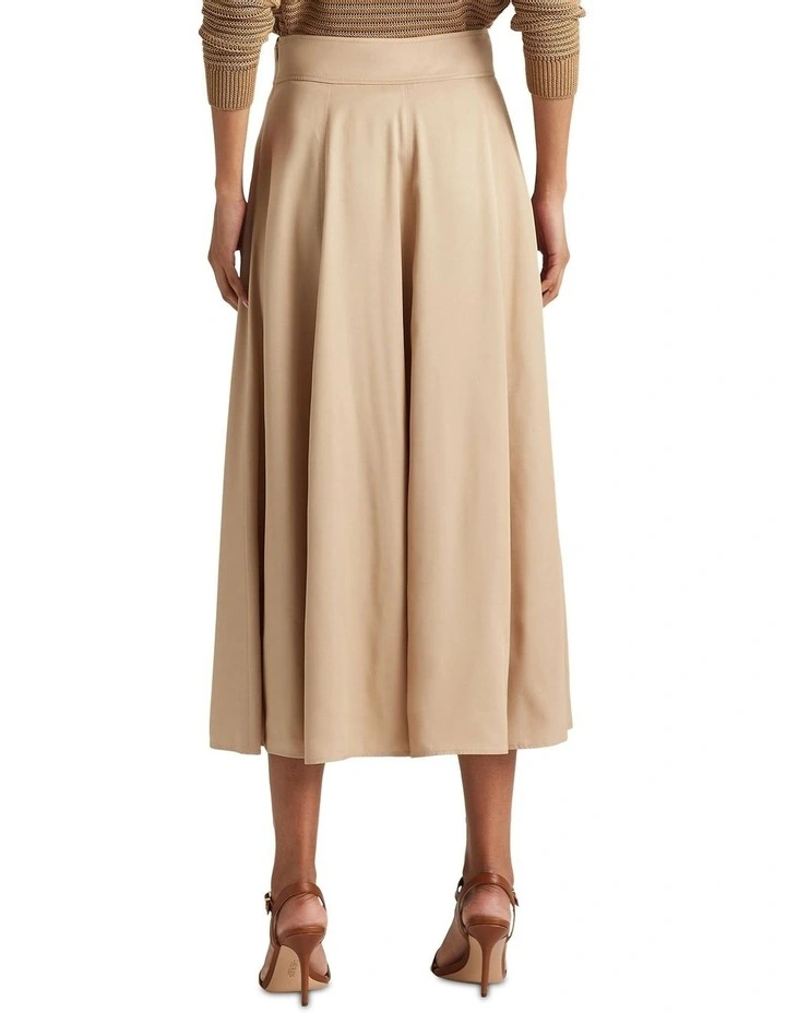 Lauren Ralph Lauren Buckle-Trim Twill A-Line Skirt in Beige | MYER