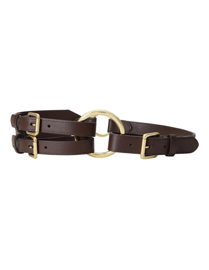 Lauren Ralph Lauren Tri-Strap O-Ring Leather Belt in Brown | MYER