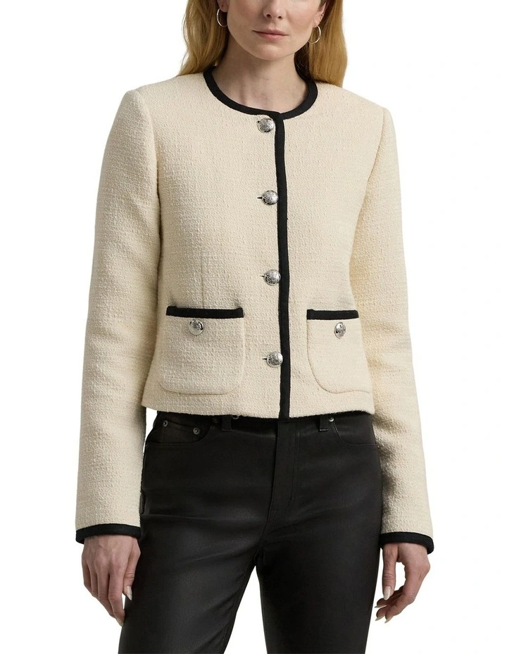 Lauren Ralph Lauren Two-Tone Boucle Cropped Jacket in Natural | MYER
