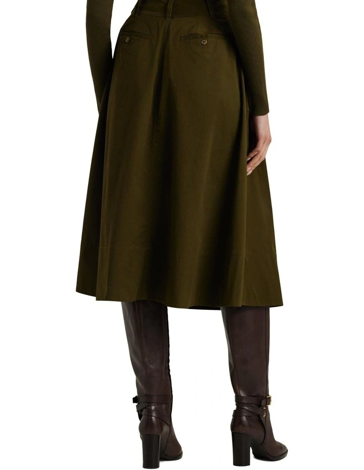 Lauren Ralph Lauren Button-Front Micro-Sanded Twill Skirt in Green | MYER