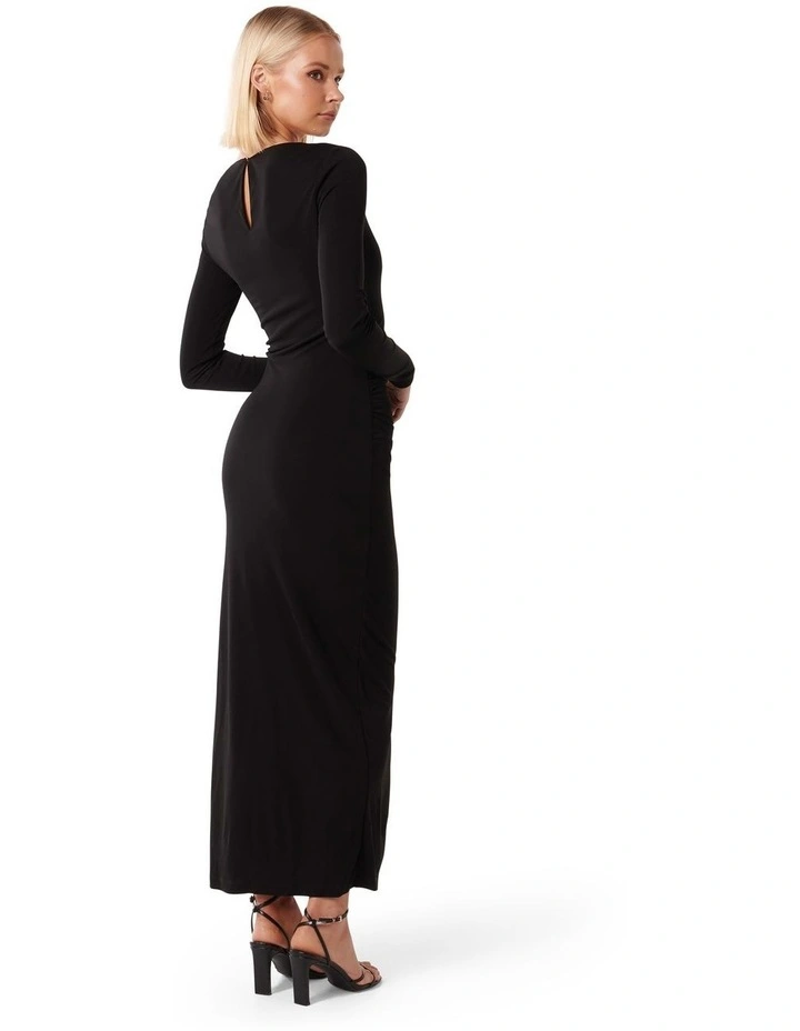Forever New Solana Ruched Waist Midi Dress in Black | MYER