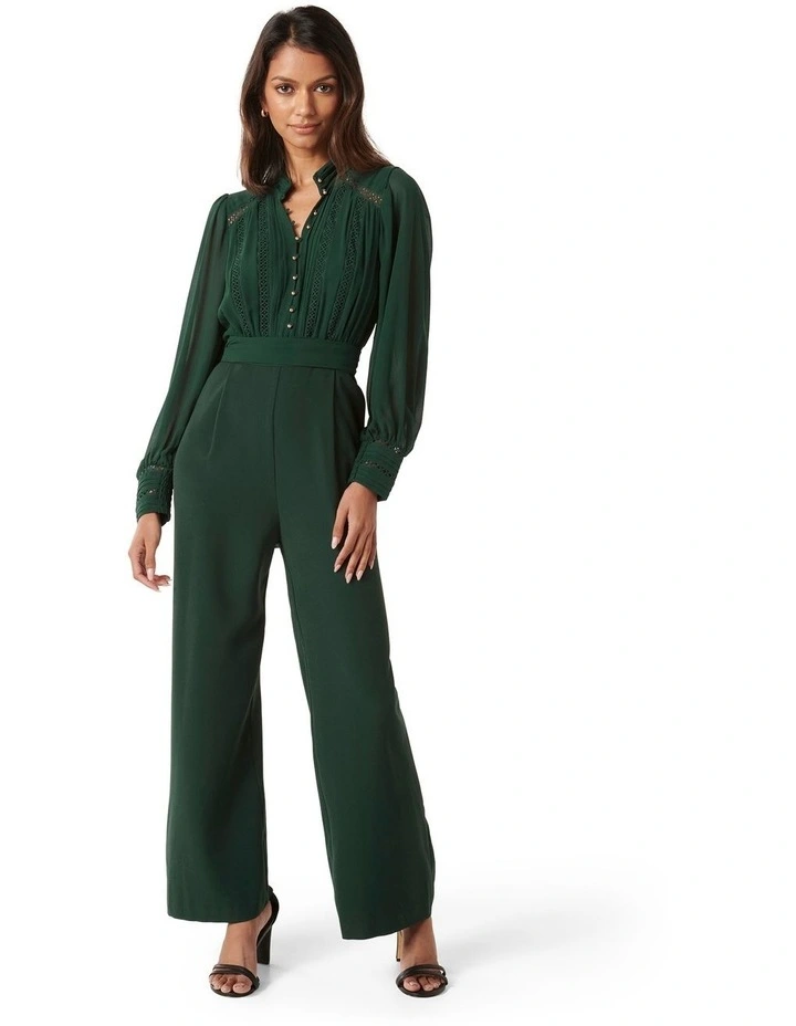 Forever New Juliette Trim Detail Jumpsuit in Green | MYER