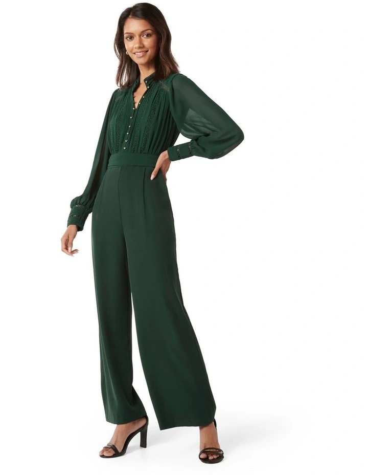 Forever New Juliette Trim Detail Jumpsuit in Green | MYER