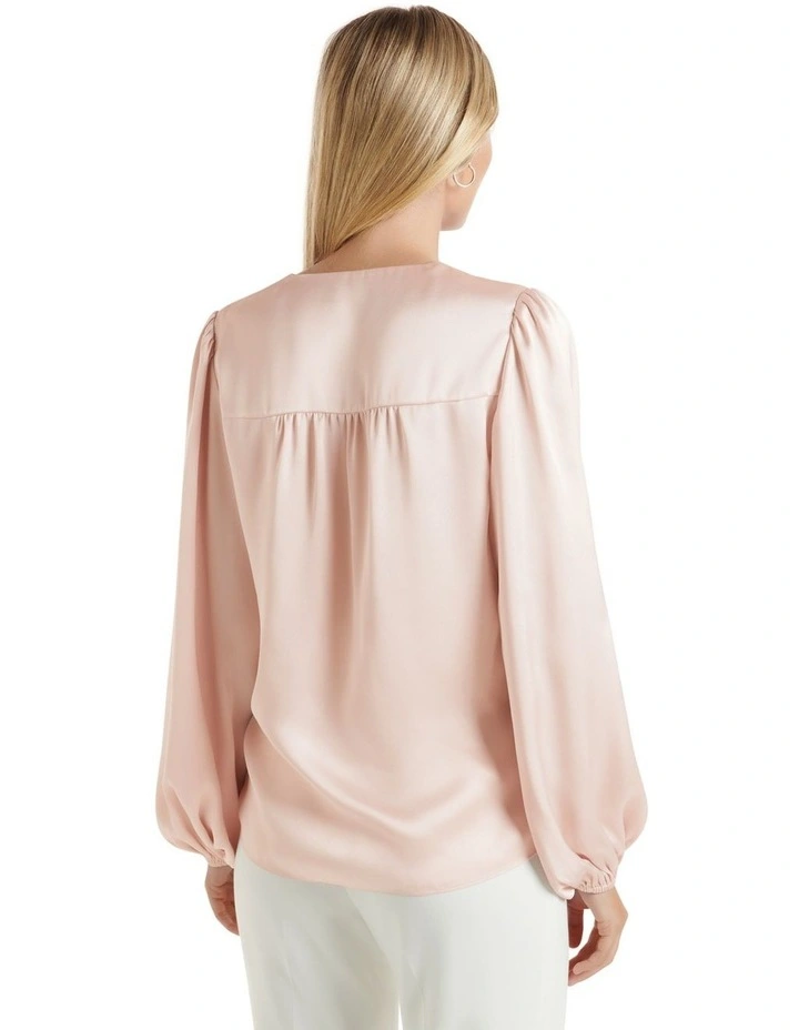 Forever New Christale Twist Front Satin Blouse in Cream | MYER