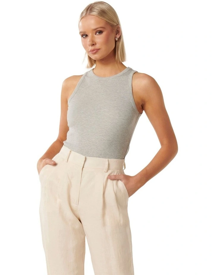 Forever New Remi Rib Racer Tank Top in Grey | MYER