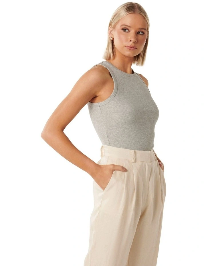 Forever New Remi Rib Racer Tank Top in Grey | MYER