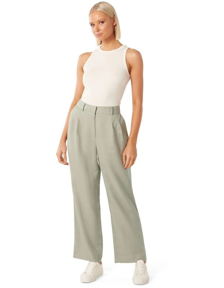 Forever New Demi Linen Pants in Green | MYER