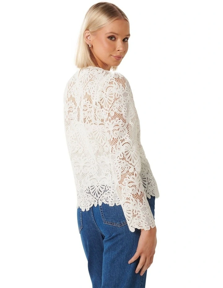 Forever New Lucille Lace Shell Top in White | MYER