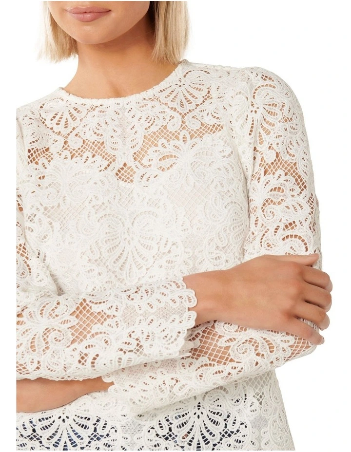 Forever New Lucille Lace Shell Top in White | MYER