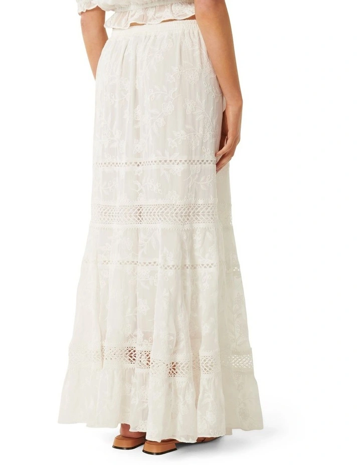 Forever New Leanna Lace Splice Skirt in White | MYER