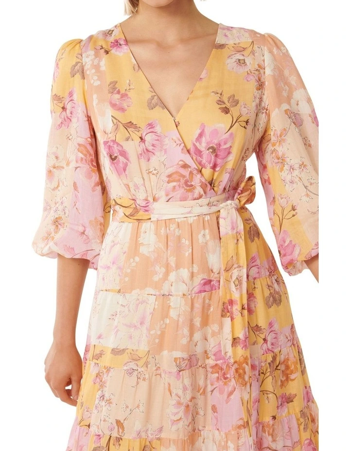 Forever New Imogen Tiered Wrap Midi Dress in Multi | MYER