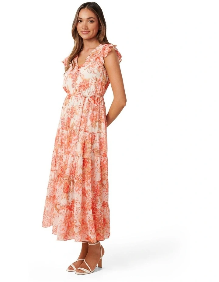 Forever New Naomi Ruffle Midi Dress in Red | MYER