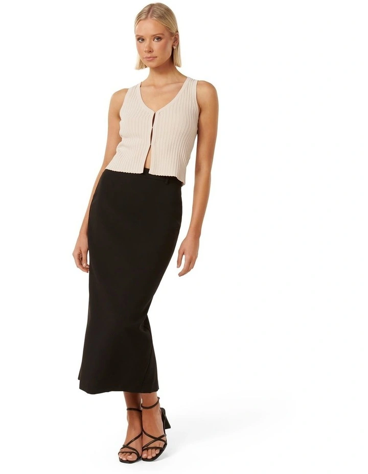Forever New Camille Cropped Knitted Waistcoat in Beige | MYER