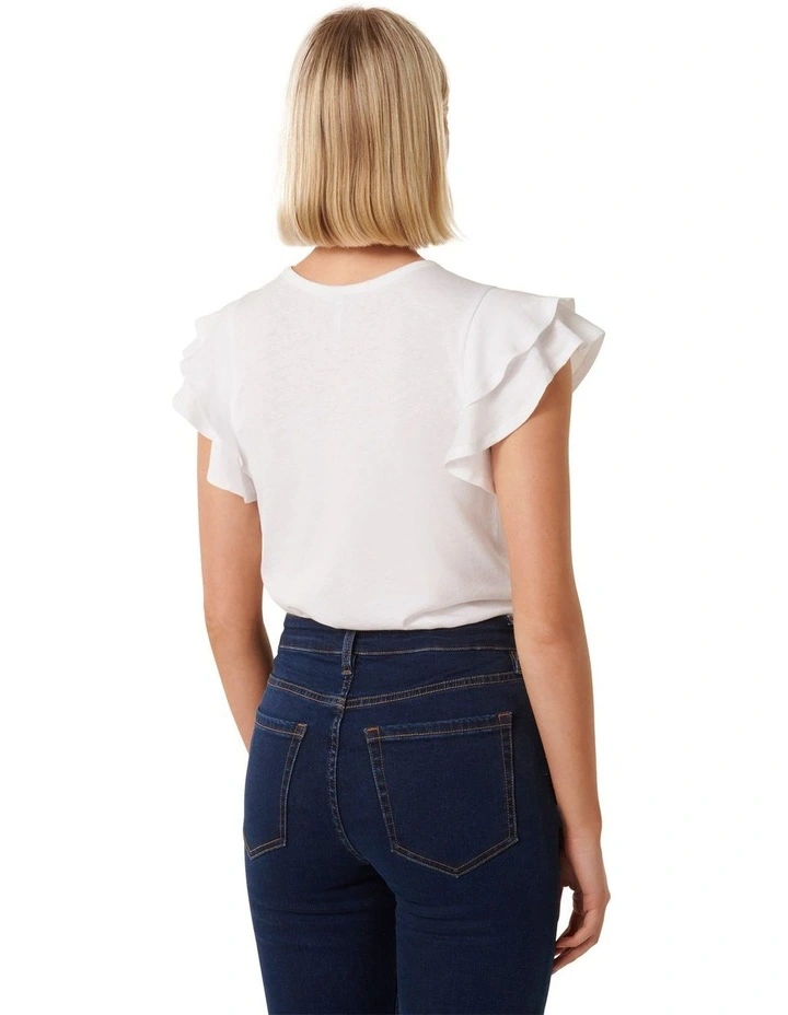 Forever New Hera Double Ruffle Top in White | MYER
