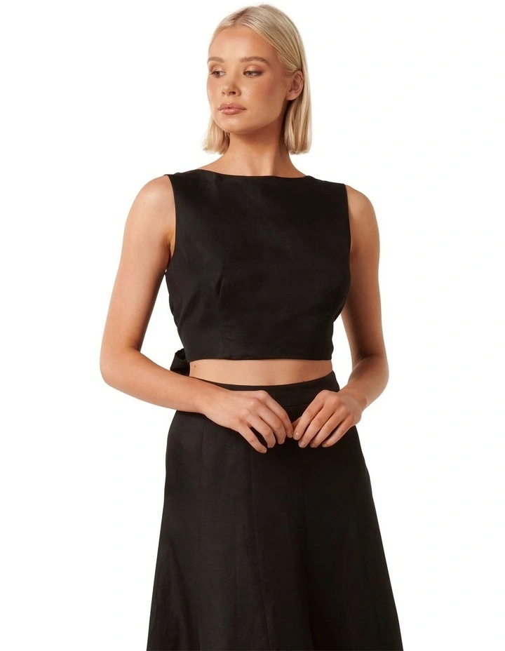 Forever New Tia Tie Back Top in Black | MYER