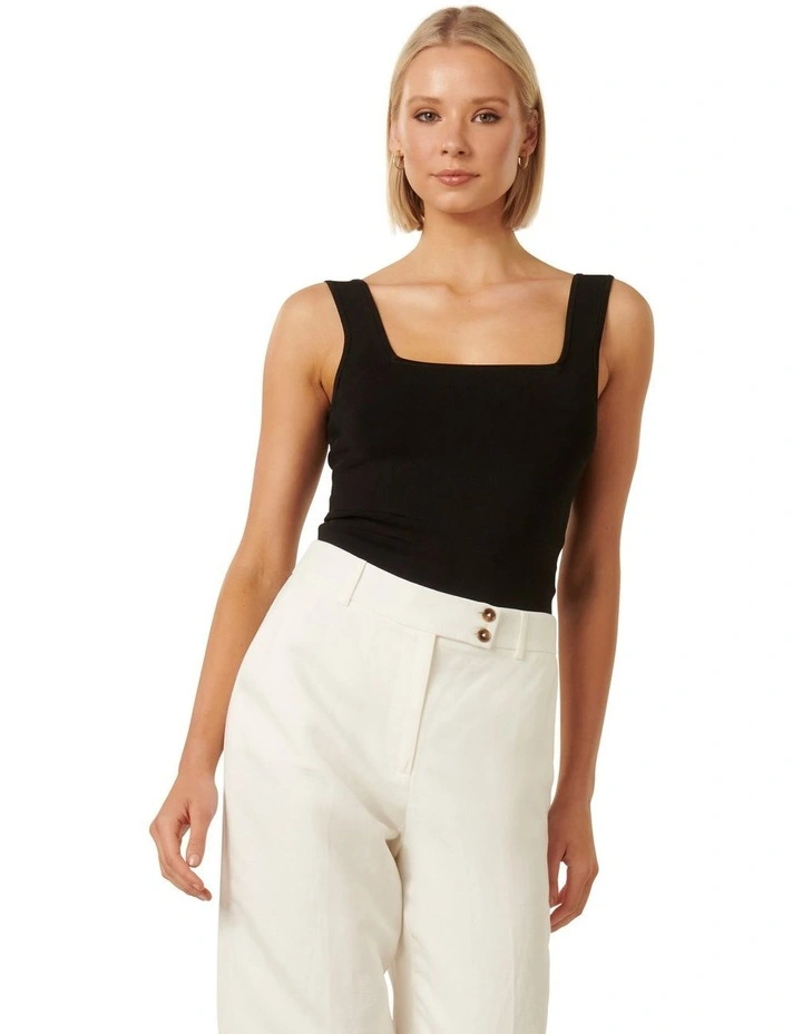 Forever New Ava Square Neck Tank Top in Black | MYER