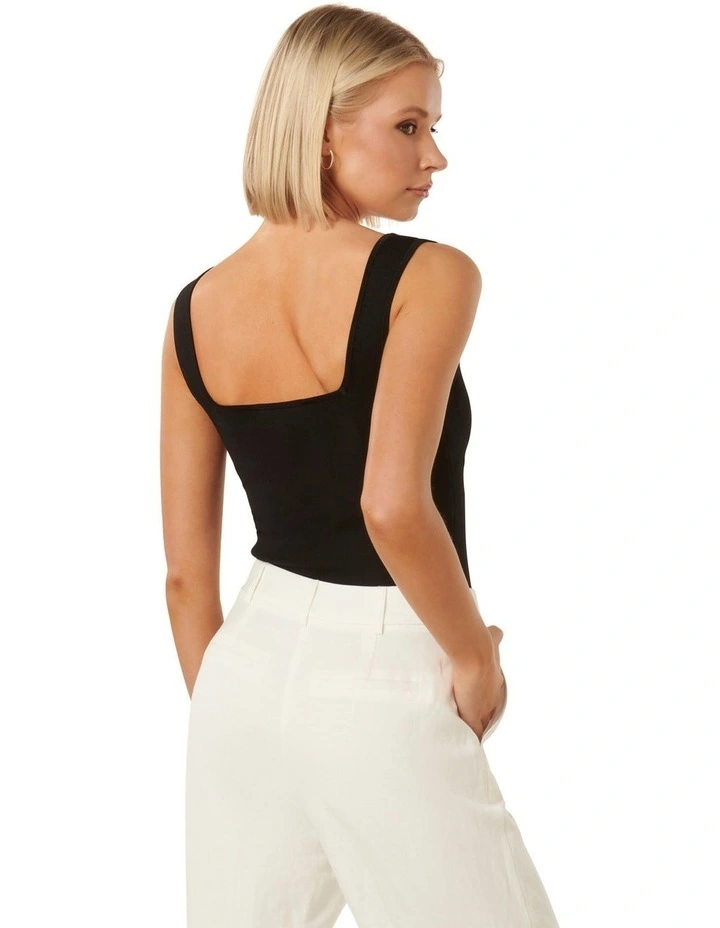 Forever New Ava Square Neck Tank Top in Black | MYER