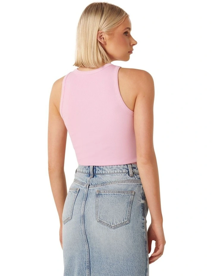 Forever New Remi Rib Racer Tank Top in Pink | MYER