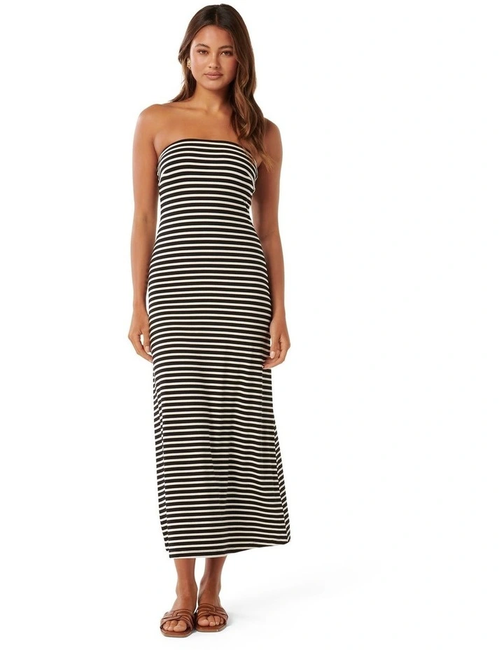 Forever New Allie Strapless Striped Midi Dress In Black | MYER